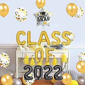 Geloar Class of 2022 Balloons Banner, Class of 2022 Balloons Congratulations Grad Sign Graduate Party Supplies Decoration High School Graduation College Nurse Law School Set of 24 PCS