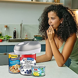 Electric Can Opener - Vcwtty One Touch Battery Operated Handheld Can Opener for Any Size, No Sharp Edge, Food-Safe, Seniors, Arthritis and Chef, Kitchen Best Gadget (Mini Silver)