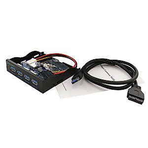 Syba Active 4 Port USB 3.0 Hub Panel for 3.5" Floppy Bay 19 Pin Header SATA Power SY-HUB20211
