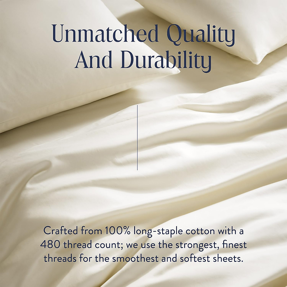 Brooklinen Luxury Sateen 4 Piece California King Size Sheets Set in Cream - 100% Cotton Sateen Sheets - 1 Fitted Sheet, 1 Flat Sheet, 2 Pillowcases - Best Luxury Sheets