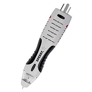 Sperry Instruments VD7504GFI DualCheck 2-in-1 Non-Contact Voltage Detector + GFCI Outlet Circuit Analyzer, 360° Visual & Audible Indicators, 50-1000V AC, 250 lb. Crush Rating