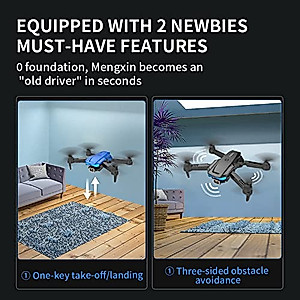 BMFHJEQ Drone with Dual 4K HD FPV Camera - FPV Camera Remote Control Toys with 2.4GHz Technology, Altitude Hold, Headless Mode, 360° Flip, One Key Take Off/Land, Gifts for Children (Black)