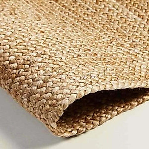 Hand Woven Scalloped Oval Jute Area Rug Scallop Jute Rug for Farmhouse, Bedroom, Living Room, Dining Room, Hallway, Kitchen, Entryway, Patio (5x7 Feet Oval Jute Rug (60x84 Inch)/(150x210 cm))