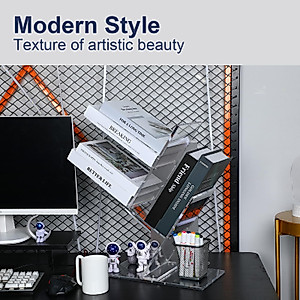 YiXinHo Book Shelf, 3 Tier Acrylic Small Bookshelf, Tiny Home Book/Cd/Movie Storage Cabinet, Bedroom/Room Corner/Office/Living Room/Desk Shelf Furniture