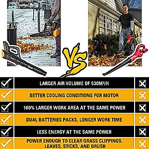 TECCPO Cordless Leaf Blower 20V, Turbine Fan, 85MPH 310CFM Air Volume, Dual Speed Adjustment, 2.0AH Lithium Battery- TDAB02G