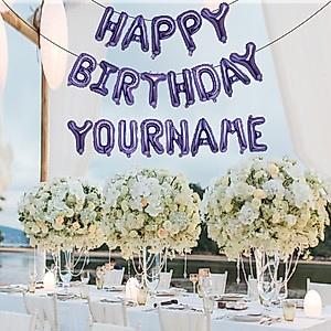 UWPVOWSR Purple Personalized Name Happy Birthday Balloon Banner Happy Birthday Balloon Letters Balloons 2 Sets A- Z 16 inch Mylar Foil Birthday Party Decorations for Kids Women Men Boys Girls Adults