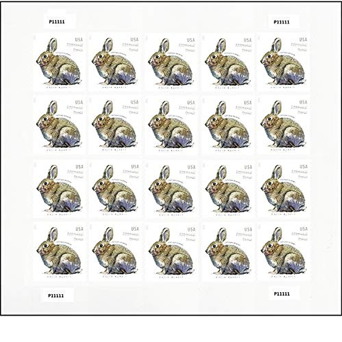 Brush Rabbit Additional Ounce Forever Postage Stamps Sheet of 20 US Postal First Class Wedding Celebration Anniversary Party (20 Stamps) Use Three of These Stamps for one Ounce Letters.