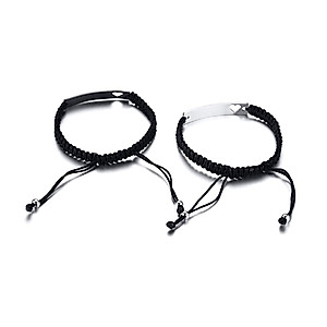 XUANPAI Couples Bracelets for Him and Her,Personalized Stainless Steel Curb Chain Bracelets,Custom Matching Bracelets for Couples Birthday Valentine's Day Christmas Gift for Women Men (Style21)
