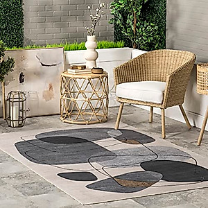 nuLOOM Rylee Abstract Machine Washable Indoor/Outdoor Area Rug, 8' x 10', Gray