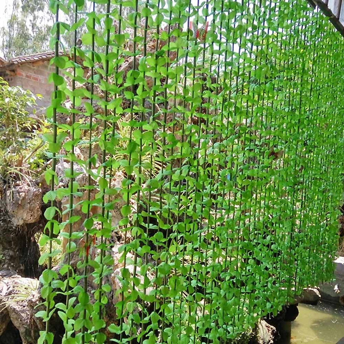 WZNING Leaf Strip Curtains, Artificial Green String Bamboo Bead Curtain Home Decoration Partition for Balconies Wall Garden Pergola, Easy to Install Interior Decoration, Home and Kitchen Decoration