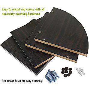 Corner Shelf, Greenco Modern Design 2 Tier Floating Shelves for Walls, Easy-to-Assemble Wall Mount Corner Shelves for Bedrooms and Living Rooms, Espresso Finish