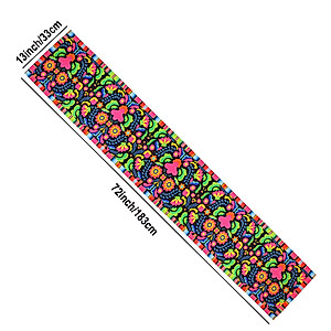 Snowkingdom Mexican Fiesta Table Runner, Mode Floral Dia De Los Muertos Décor Day of The Dead Altar Decoration for Holiday Home Party (13" x 72")