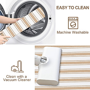 Collive Tan Outdoor Rug, 2x4.3 Striped Front Door Rug Cotton Hand-Woven Reversible Welcome Mats Outdoor Layering Rug Modern Porch Rugs for Farmhouse Entryway Entrance Decor