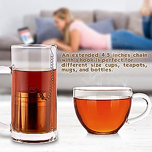 Tea Infuser, Tea Strainer Fine Mesh Tea Filter 304 Stainless Steel Perfect Size with Extended Chain Hook to Brew Loose Leaf Tea, Tea Strainers 210601-1