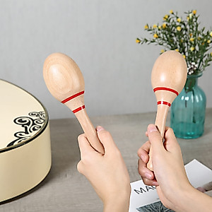 Maracas, Professional Wooden Rumba Shakers Hand Percussion Rattles Latin Musical Instrument with Clear Salsa Rhythm for Adults Kids Party Game Playing, Set of 2