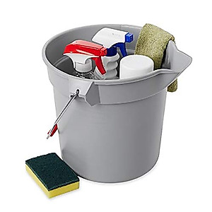 Rubbermaid Commercial Products 3.5 Gallon BRUTE Heavy-Duty, Corrosive-Resistant, Round Bucket, Gray (FG261400GRAY), 1 Count (Pack of 1)