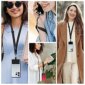 ROCONTRIP Universal Phone Lanyard with Durable Glittering Patch Cell Phone Lanyard with Phone Tether Phone Strap Compatible with All Smartphones(Pure black)