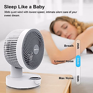 BUSYPIGGY Air Circulation Fan- 8 Inch Desk Fan, Portable Small Fan with 3-Speed Adjustable, Personal Desktop Fan can be Timed, Oscillating Fan with Hook and Remote Control Suitable For Most Scenes
