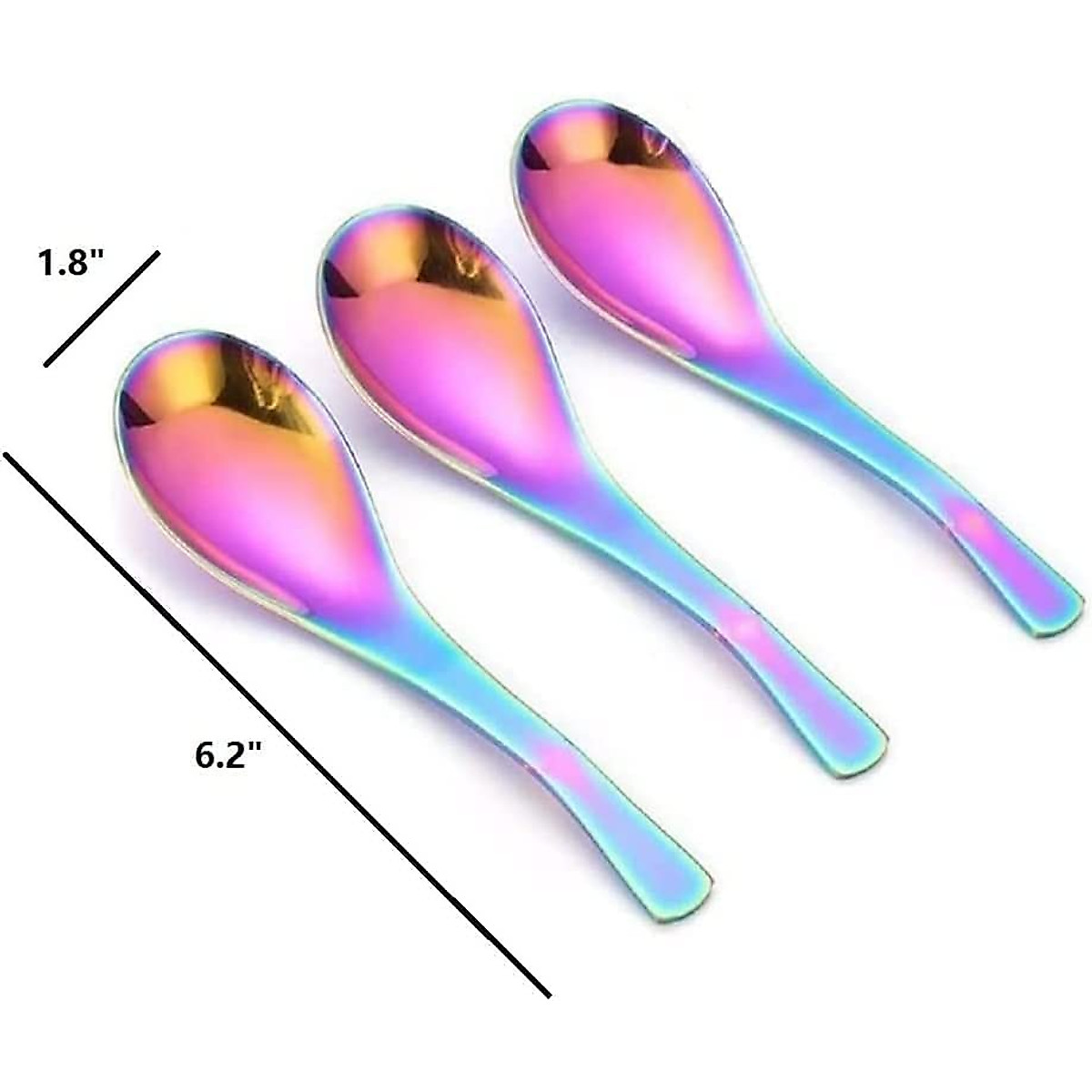 efoot Soup Spoon,4PCS Rainbow Spoon, Stainless Steel Soup Spoon Coffee Spoons Ice Cream Spoon Perfect for Home and Kitchen(Purple)