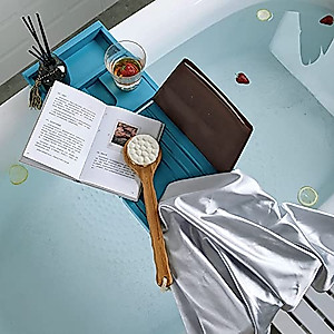 SDGH Retractable Bathtub Tray Blue Bath Shower Caddy Bathrooms Accessories Storage Shelf Rack Stand