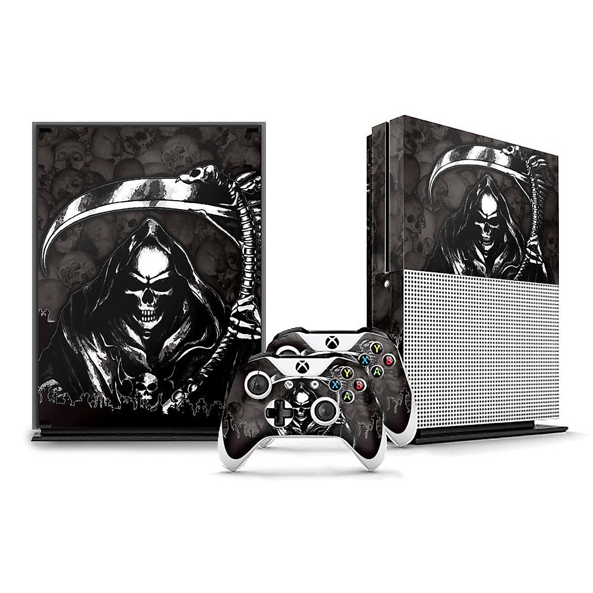 247 Skins Graphics kit Sticker Decal Compatible with Xbox One S and Wireless Controllers - Reaper Black
