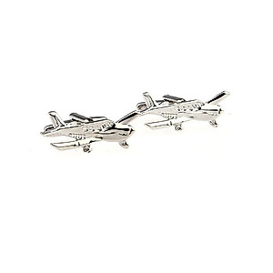 MRCUFF Airplane Plane Cessna Pilot Pair of Cufflinks in a Presentation Gift Box & Polishing Cloth