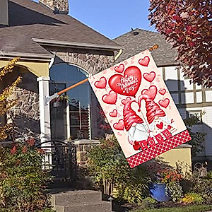 Akeydeco Valentine's Day Flag,28x40 Inch Valentine's Heart Garden Flag with Two Grommets Double Sided Printing 2 Layer Burlap Valentine Flags for Your Valentine's Day Decoration