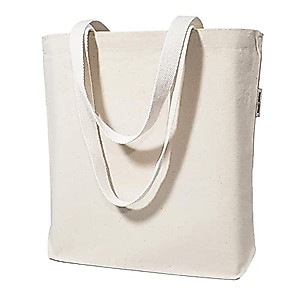 Blank Bulk Canvas Tote Bags Wholesale Organic , Natural Color Plain Bags for Decorating, Heat Transfer, Printing, DIY, Crafts (12 Bags)