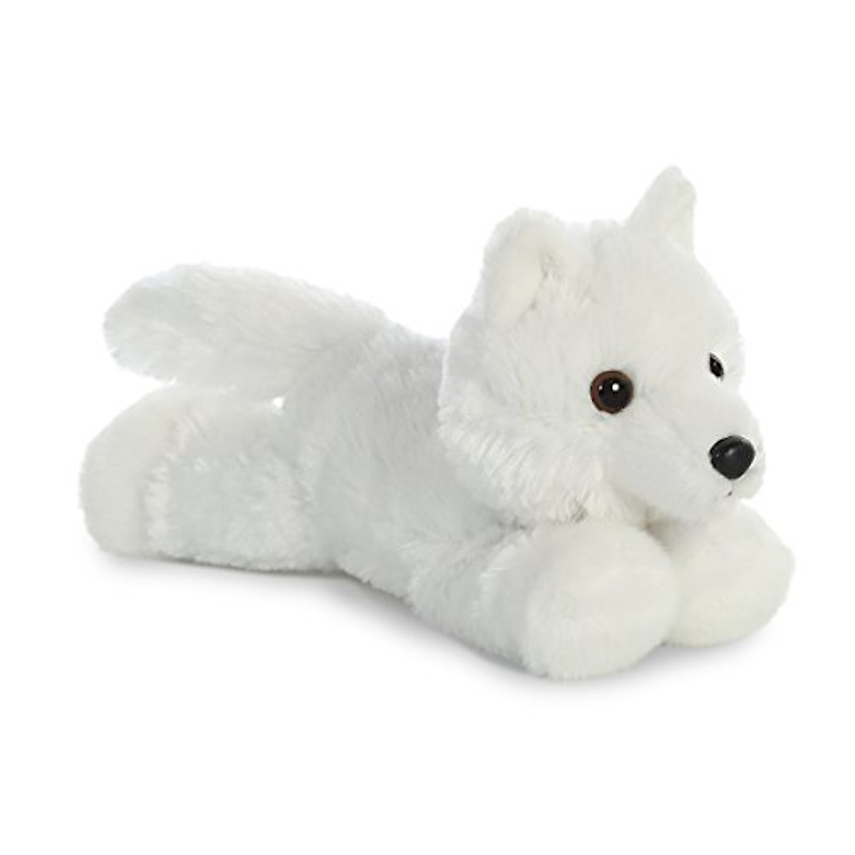 Aurora® Adorable Mini Flopsie™ White Wolf Stuffed Animal - Playful Ease - Timeless Companions - White 8 Inches
