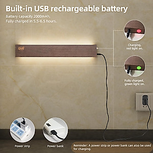 FINDKING 18 Inches Lighted Magnetic Knife Strip, Backlit LED Utensil Holder for Wall and Refrigerator, Magnet Knife Rack for Home Kitchen, No Drill (Ash Wood, Dark Brown)