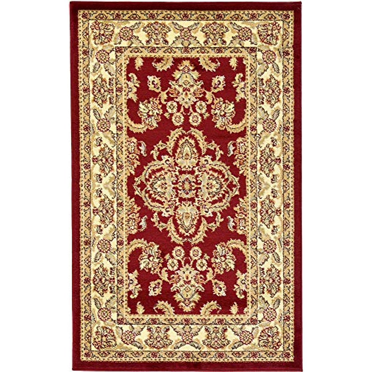 Unique Loom Voyage Collection Traditional Oriental Classic Intricate Design Area Rug (3' 3 x 5' 3 Rectangular, Red/Tan)