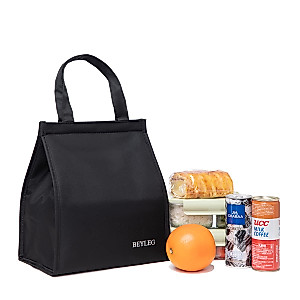 BEYLEG Lunch Bag, Insulated Lunch Bag for Women Men, Foldable Adult Lunch Tote Bag with Internal Pocket for office worker/School/Night Shift/Picnic Black