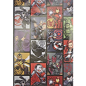 Boys Superhero Wrapping Paper - Marvel Hero Wrapping Paper - Boys Marvel The Avengers Blue Wrapping Paper Sheets - Wrapping Paper for Kids - Wrapping Paper for Boys