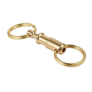 Dilidou 3 Pack Quick Release Keychain, Detachable Pull Apart Keychain, Double Spring Split Snap Separate Chain Convenience Accessory, Brass, Gold