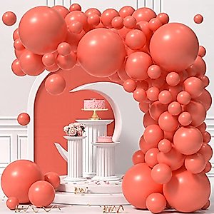 KALOR Coral Red Balloons Garland Arch Kit 110Pcs - Different Sizes 18/12/10/5 Inch Party Balloons for Birthday Baby Shower Wedding Graduation Party Decorations