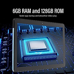 SHYEKYO Tablet PC, 6GB RAM 128GB ROM Octa Core Processor 2.4G 5G Dual Band WiFi 2 in 1 Tablet Front 8MP 100-240V 5.0 for Work Entertainment (US Plug)