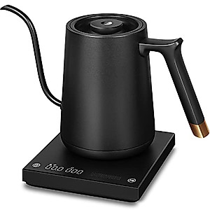 TIMEMORE Electric Gooseneck Kettle, Pour Over Coffee Kettle, Electric Kettle with Temperature Control for Coffee & Tea, 0.8L, Stainless Steel, Matte Black Fish Smart Kettle, 1350w