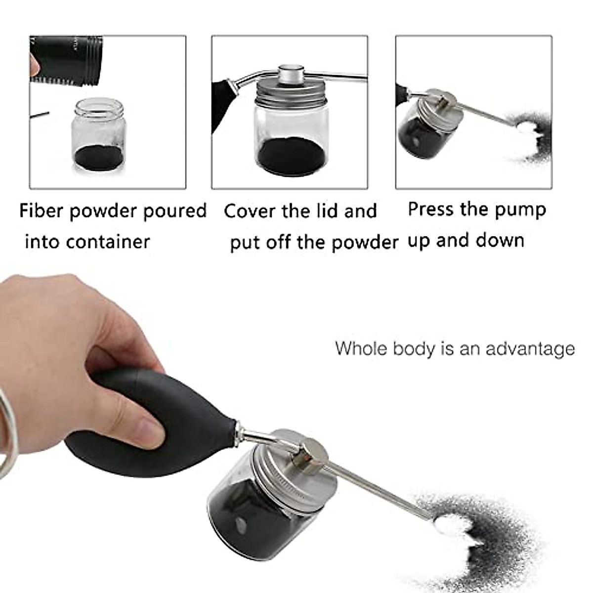 Denpetec Hair Fiber Applicator,Spray Applicator Pump Nozzle for Hair Fibers,Professional Hair Fiber Spray Applicator,Hair Loss Concealer Sprayer,Silicone Fiber Powder Hair Grooming Tool