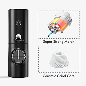 Electric Salt and Pepper Grinder Set Battery Powered with Light, Automatic One Hand Operation Pepper Mill with 5 Levels Adjustable Coarseness