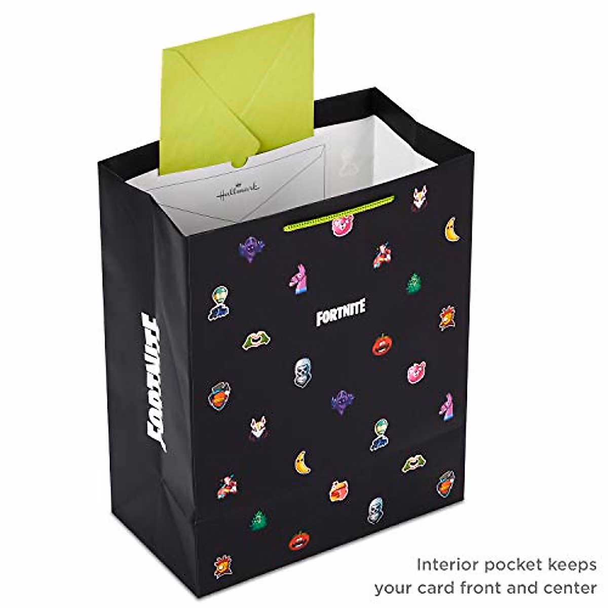 Hallmark 13" Large Fortnite Gift Bag with Tissue Paper (Black) for Birthdays, Valentine's Day, Christmas and More