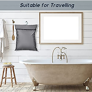 2 Sets Large Travel Laundry Bags with Folding Hanger and Outer Bag Door Hanging Laundry Hamper Washable Zipper Dirty Clothes Bag for Traveling Storage Wall Laundry Basket for Space Bathroom Swimming