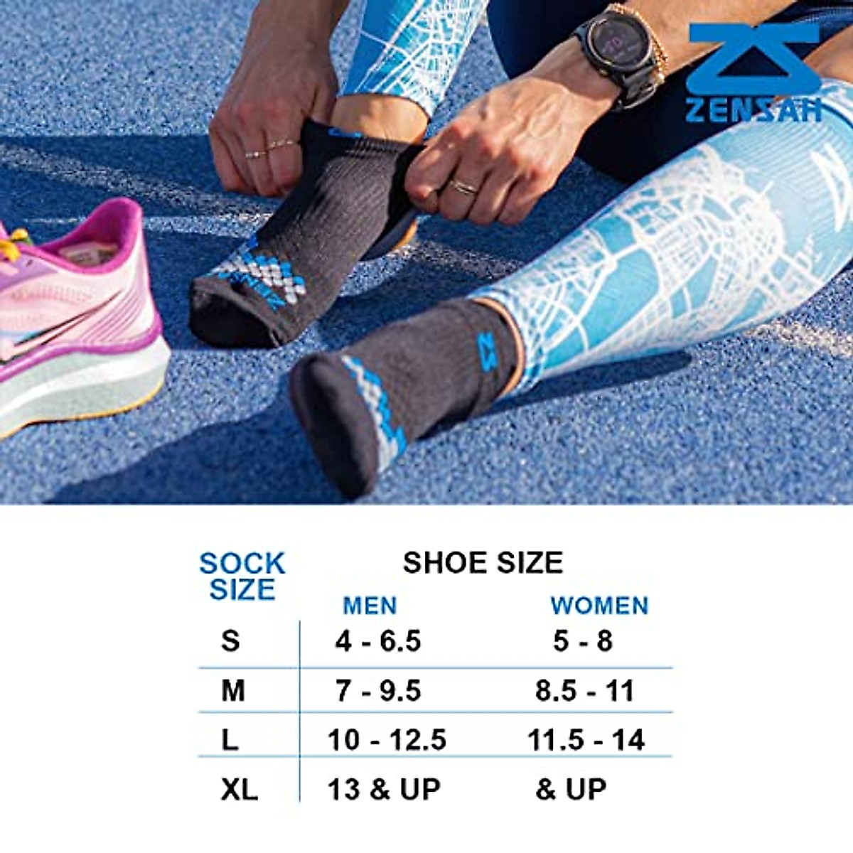 Zensah Plantar Fasciitis Relief Compression Socks - PF Night Socks for Plantar Fascia and Achilles Tendon Stability, Pain (Black, X-Large)