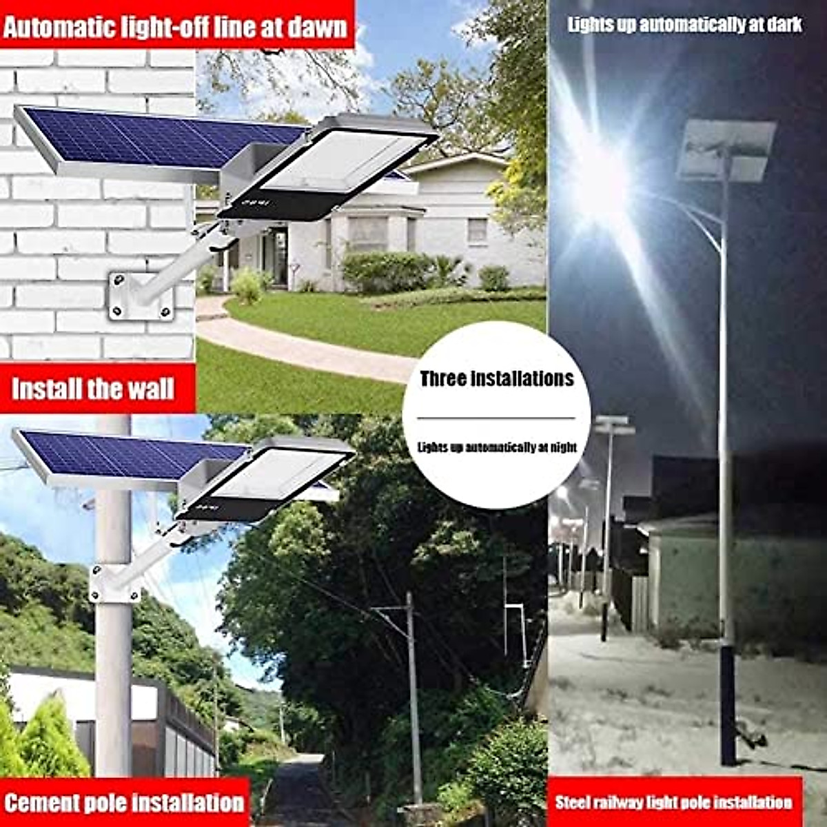 Commercial Solar Street Light Solar Parking Lot Lights Commercial Remote Control IP65 Waterproof Solar Street Lights Outdoor Dusk to Dawn Motion Sensor,5000W