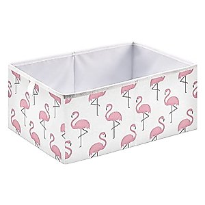 Flamingo Cube Storage Bin Collapsible Storage Bins Waterproof Toy Basket for Cube Organizer Bins for Nursery Toys Kids Books Closet Shelf Office - 15.75x10.63x6.96 in