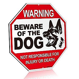 Anley Beware of The Dog Aluminum Warning Sign, No Responsible For Injury Or Death Warning Dog Sign - UV Protected and Weatherproof - 12" x 12"