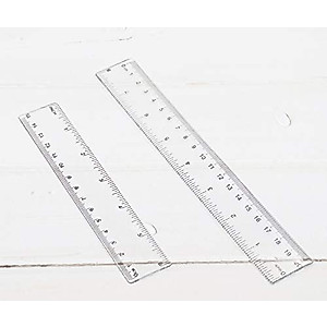 Sowaka 2 Pcs Ruler Plastic Clear Sraight Measuring Tool 6 Inch 8 Inch Transparent Drafting Tools for Kids Students Classroom Home School Classroom Painting (6 inch - 8 inch)