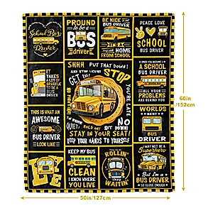 Bus Driver Gifts Blanket, Bus Driver Appreciation Gifts, School Bus Driver Gifts for Men Women, Birthday Gifts for Bus Driver, Thank You for School Bus Driver Back to School GiftsThrow Blanket 60"x50"
