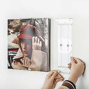 Vinyl Record Shelf Wall Mount, 6-Pack Adjustable Clear Acrylic Album Record Holder for Displaying Daily LP Listening, Multipurpose Invisible Floating Frame with Installation Hardware