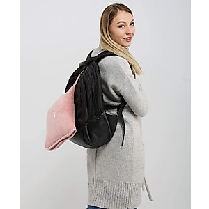 BlueHills Premium Soft Long Travel Blanket Pillow for Tall Airplane Flight Blanket 70 X48 inch Throw in Soft Bag case with Hand Luggage Belt & Backpack Clip Compact Pack Large Pink T055