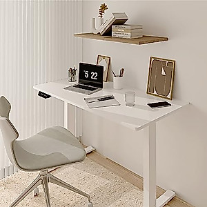 Win Up Time Standing Desk Adjustable Height Desk- Whole Piece Desktop Electric Adjustable Standing Desk, Height Adjustable Desk Stand Up Desk for Home Office Computer Desk,White 55x24Inch